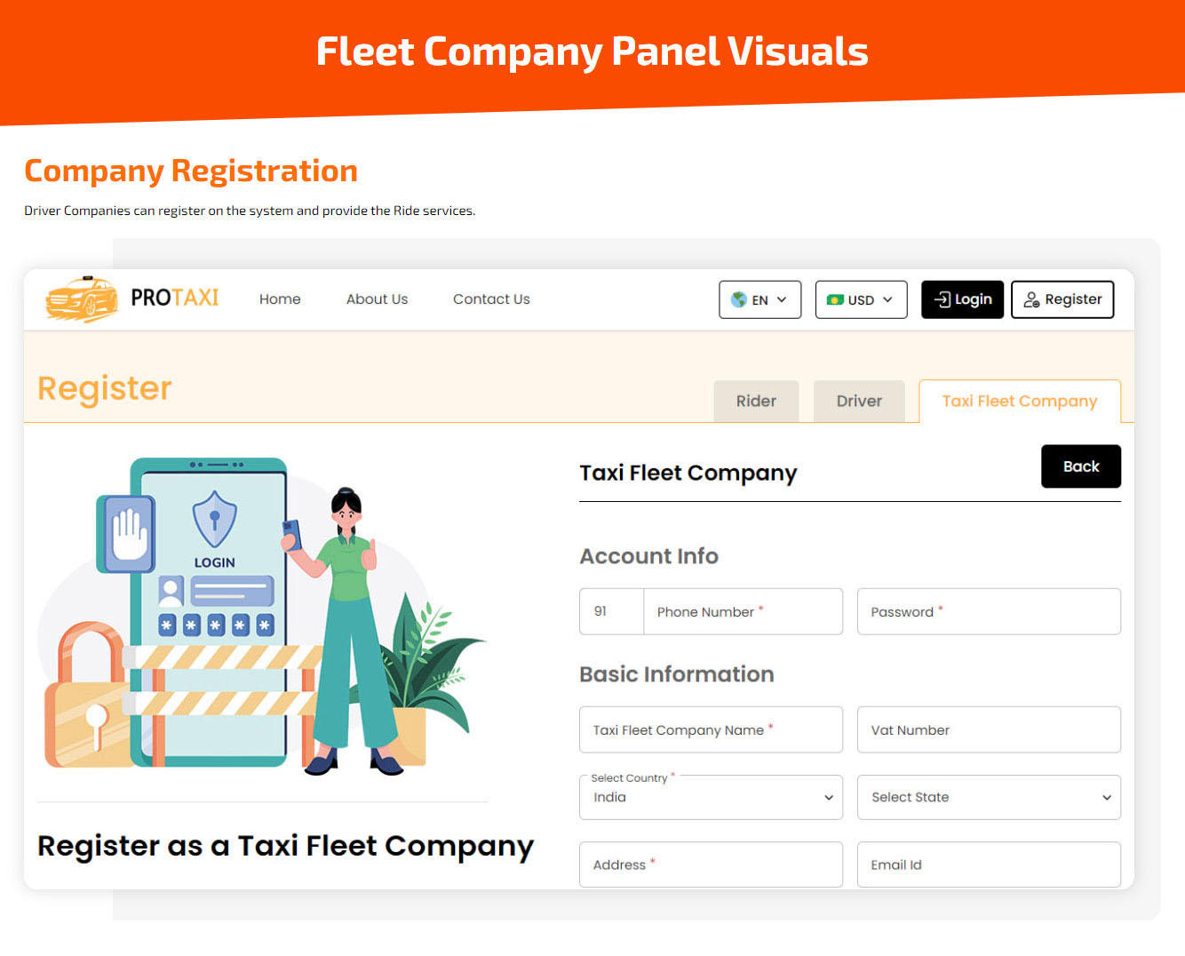 Uber Clone Fleet Company Panel Visuals