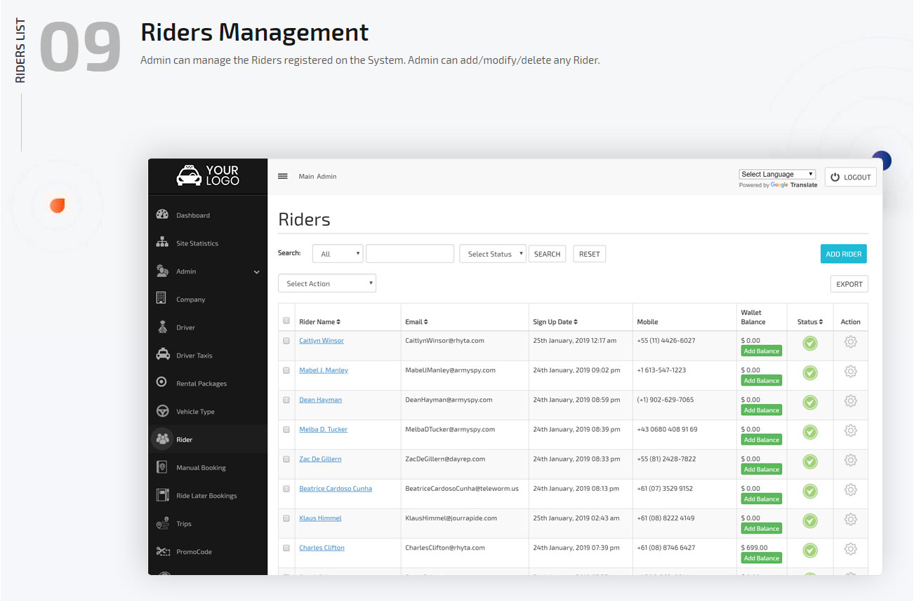 Taxi Booking App Admin Panel, Uber Clone Admin Panel - Cubetaxi